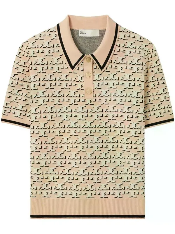 Tory Burch Monogram Jacquard Polo Top