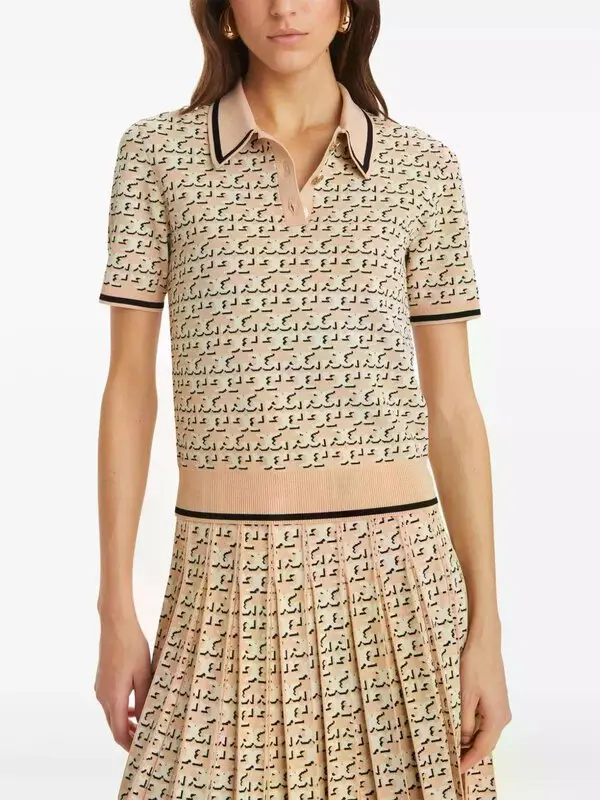 Tory Burch Monogram Jacquard Polo Top