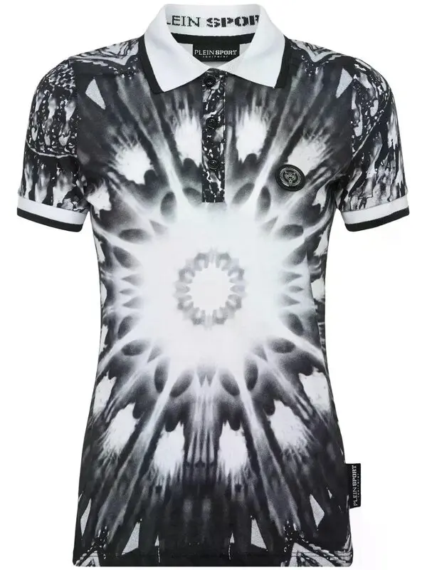 PLEIN SPORT Graphic-print Cotton Polo Shirt - Black
