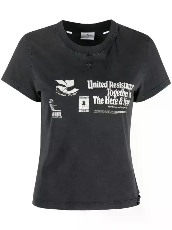 COURREGES Distressed Cotton T-shirt