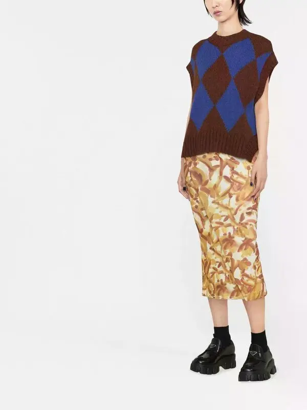 La DoubleJ Argyle Check Knitted Vest