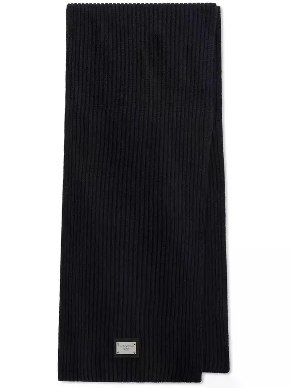 Dolce & Gabbana Logo-patch Wool Scarf - Blue