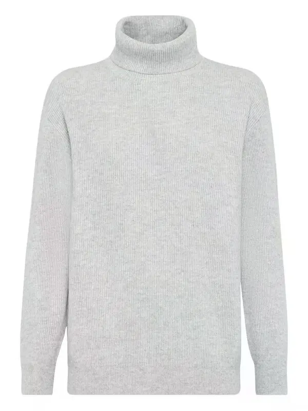 Brunello Cucinelli Fine Knit Roll Neck Sweater - Grey