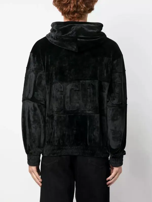 Gcds Velvet Logo Patch Hoodie
