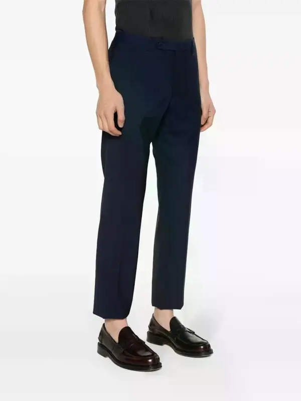 ROTA Navy Wool Blend Pressed Crease Slim Cut Trousers