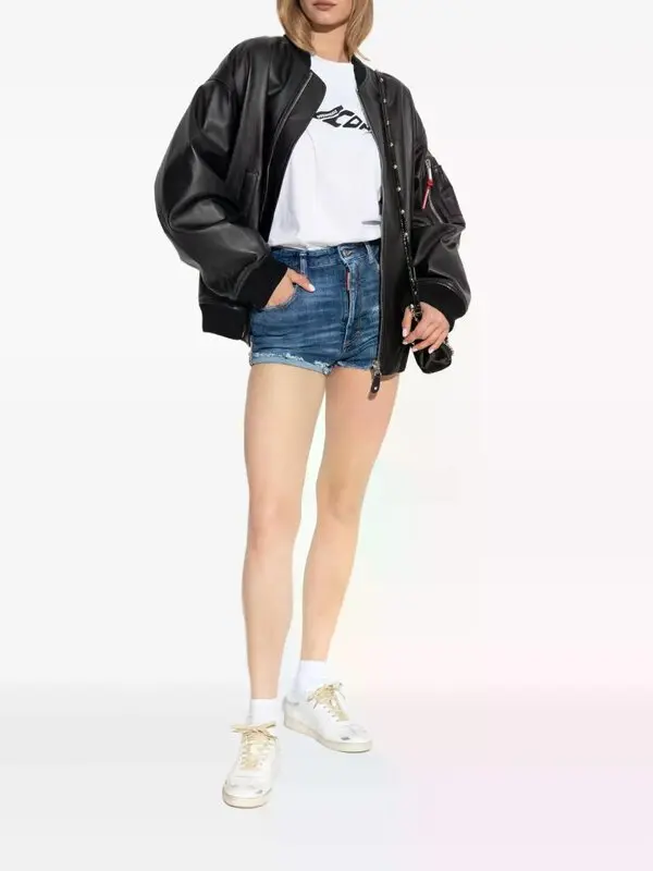 Dsquared2 Medium Wash High-waisted Hot Pants