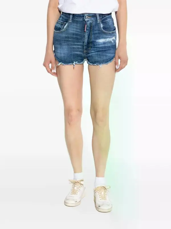 Dsquared2 Medium Wash High-waisted Hot Pants