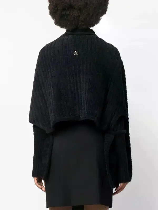 GENNY Faux-fur Trim High-low Cardigan