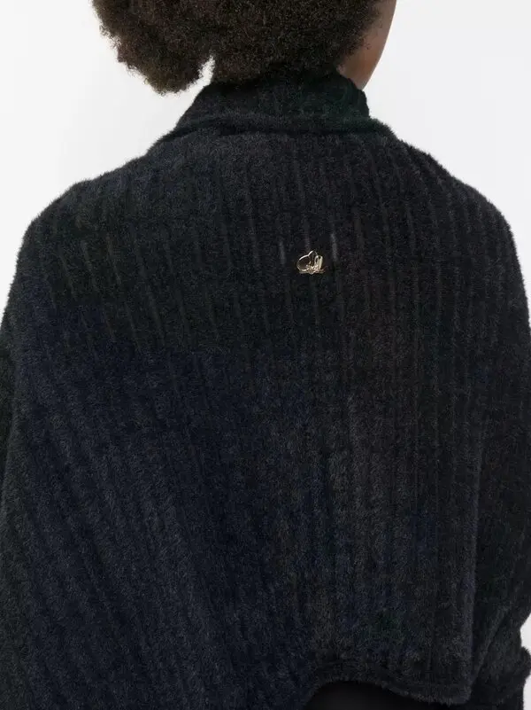 GENNY Faux-fur Trim High-low Cardigan