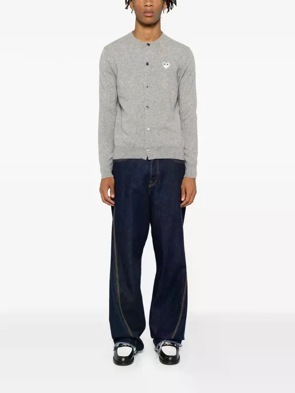 Play Comme Des Garcon Wool Cardigan - Grey
