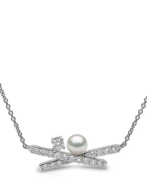 Yoko London 18kt White Gold Akoya Pearl And Diamond Necklace - Silver