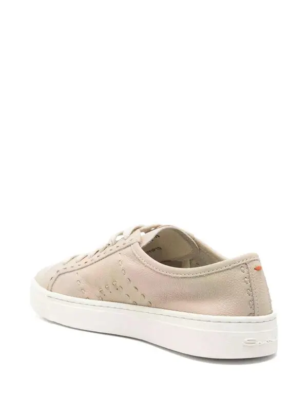 Santoni Leather Lace-up Sneakers - Neutrals