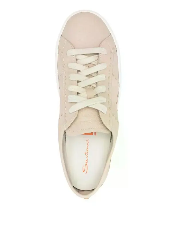 Santoni Leather Lace-up Sneakers - Neutrals