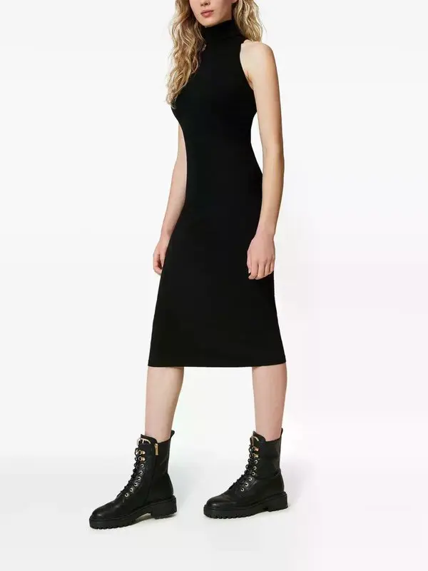 TWINSET Halterneck Rib-knit Midi Dress