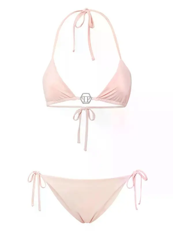 Philipp Plein Bikini Set With Logo Plaque - Pink