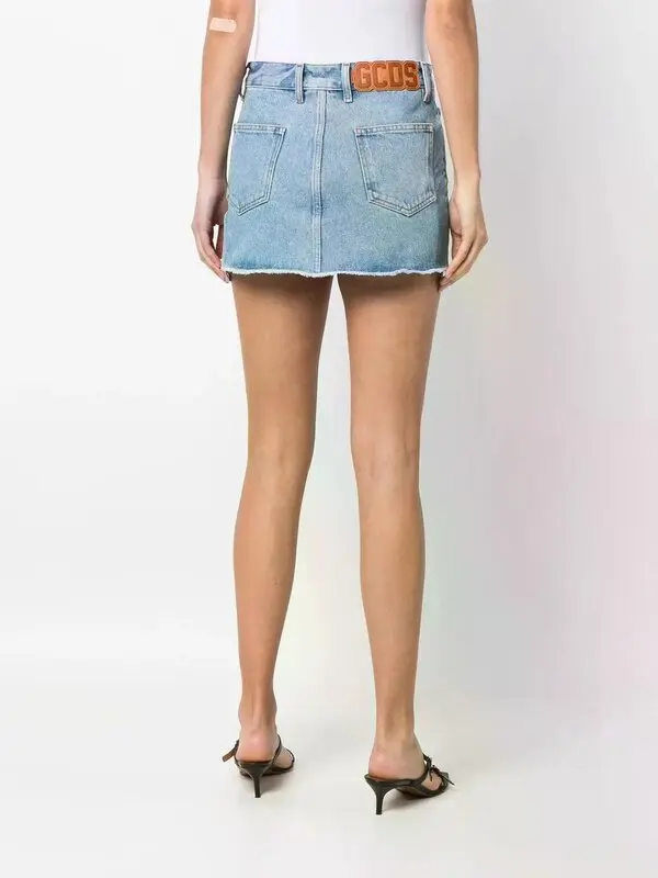 Gcds Cut-out Denim Skirt