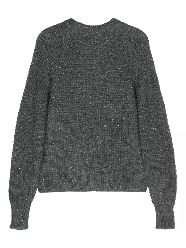 GENNY Sequinned Knit Sweater - Grey