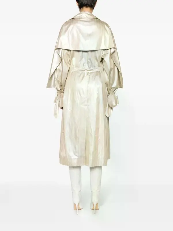 GENNY Pinstriped Maxi Coat With Engraved Buttons