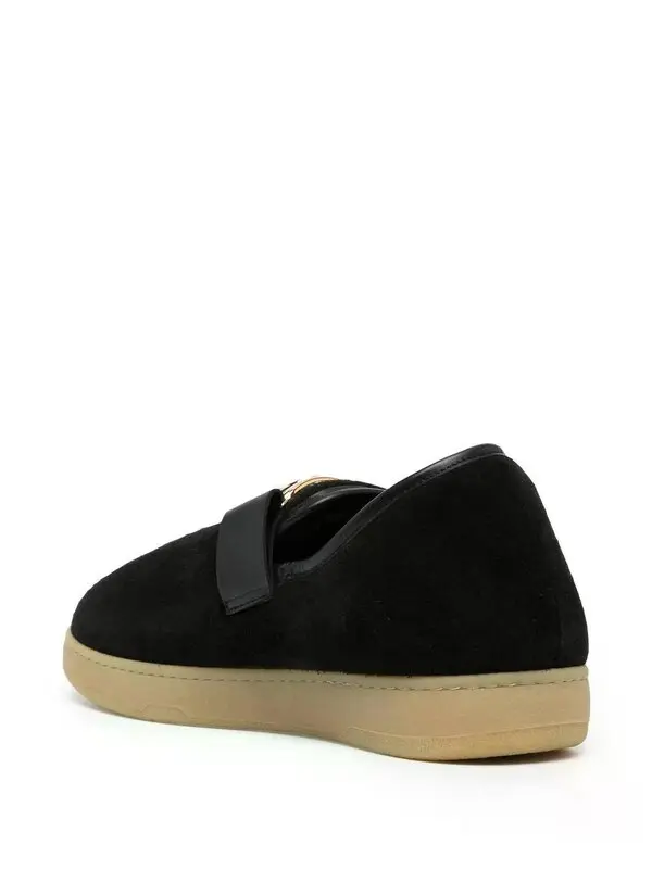 LANVIN Velvet Logo Buckle Slippers