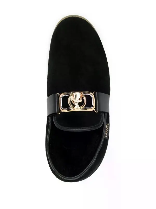 LANVIN Velvet Logo Buckle Slippers