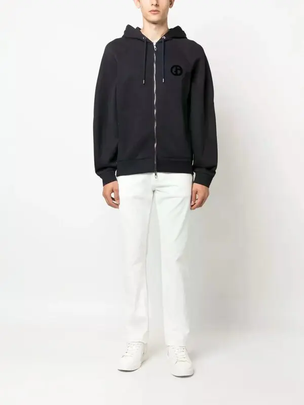 Giorgio Armani Logo-embroidered Zip-up Hoodie
