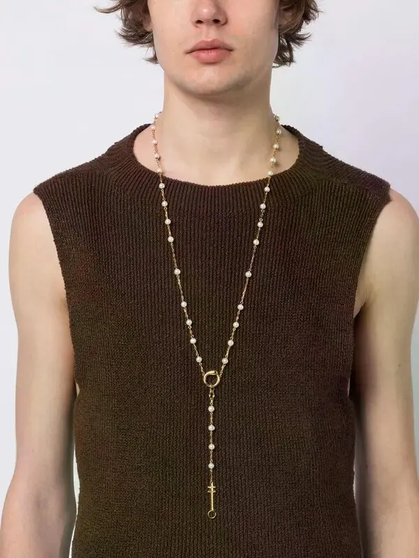 CAPSULE ELEVEN Pearl Rosary Necklace With Cross Pendant
