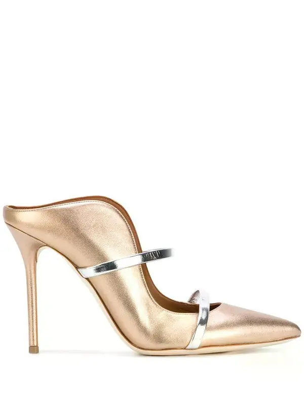 MALONE SOULIERS Maureen 100mm Leather Mules - Metallic