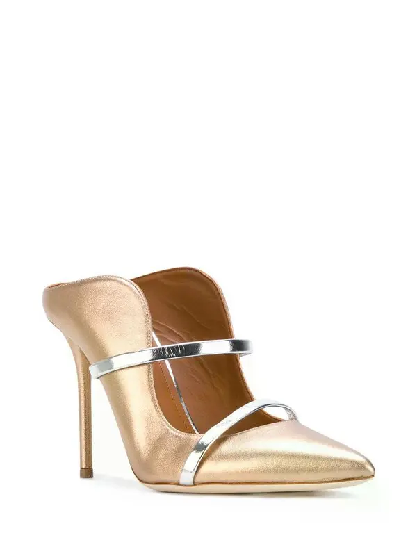 MALONE SOULIERS Maureen 100mm Leather Mules - Metallic