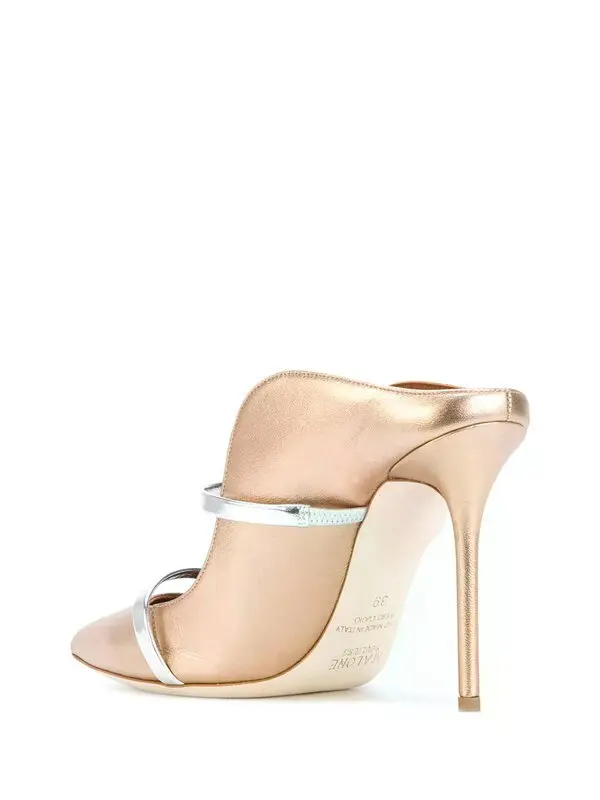 MALONE SOULIERS Maureen 100mm Leather Mules - Metallic