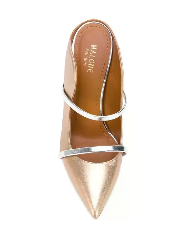 MALONE SOULIERS Maureen 100mm Leather Mules - Metallic