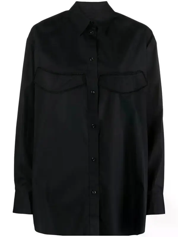 Simone Rocha Appliqué-detail Side Button-fastening Shirt - Black