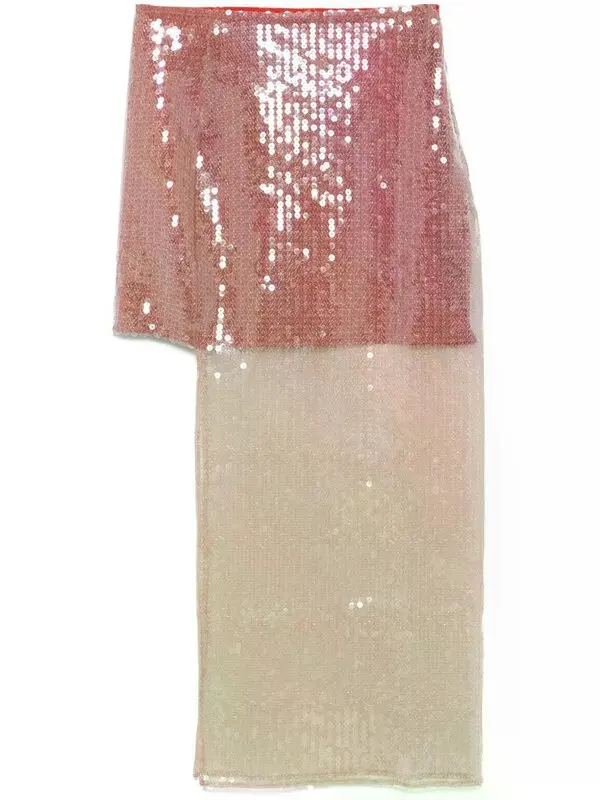 NENSI DOJAKA Asymmetric Sequin Midi Skirt - Brown