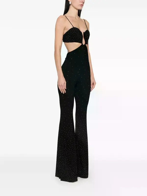 NISSA Embellished Sweetheart Neck Jumpsuit - Black