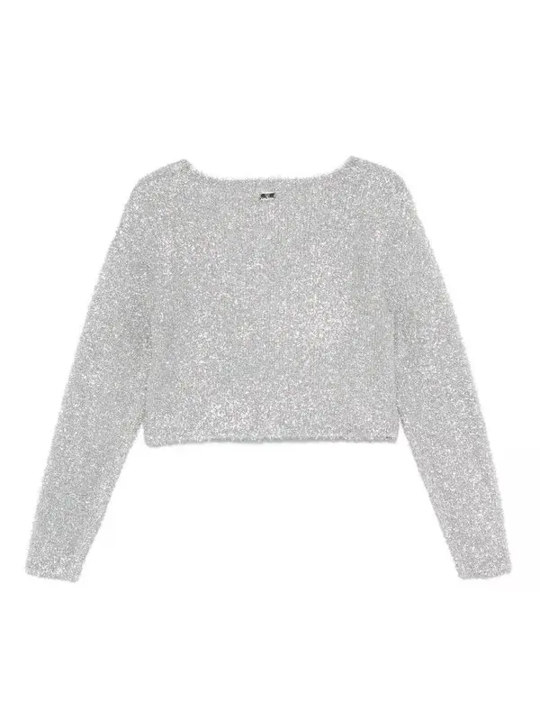 CHIARA FERRAGNI Lurex Cropped V-neck Sweater