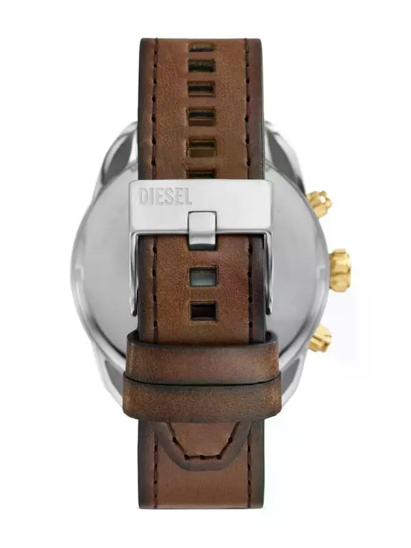 DIESEL® Chronograph Watch With Leather Strap - Silver