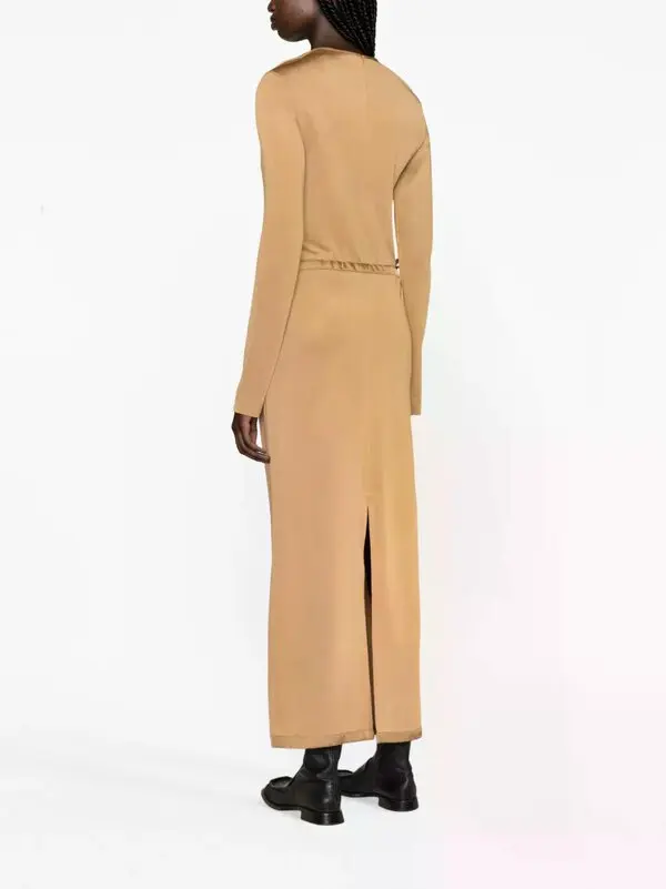 JIL SANDER Crew Neck Long Sleeve Drawstring Midi Dress