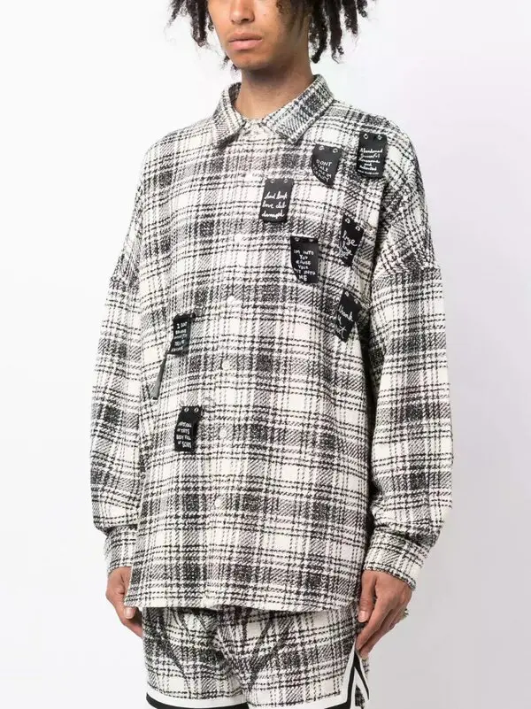 HACULLA. Safety Plaid-pattern Tweed Shirt