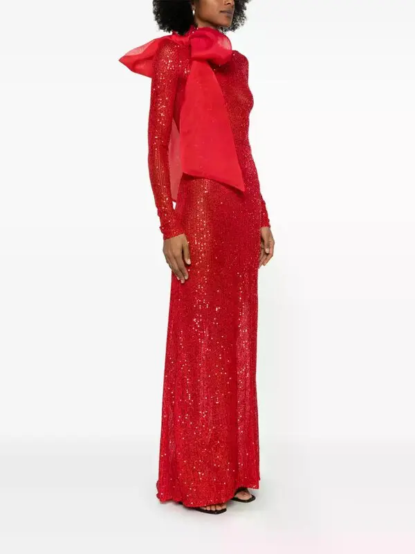 ATU BODY COUTURE Sequined Gown With High Neck