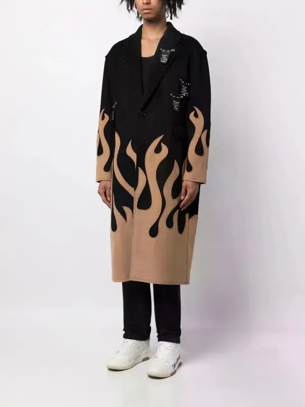 HACULLA. Single-breasted Wool Coat With Patch Detail