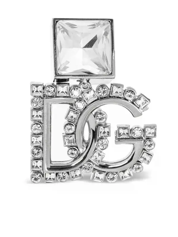 Dolce & Gabbana Logo-plaque Crystal Embellished Earrings