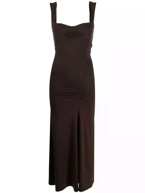 REFORMATION Suvi Ruched Midi Dress - Brown