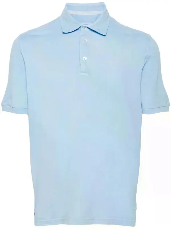 Fedeli Short-sleeve Piqué Polo Shirt - Blue