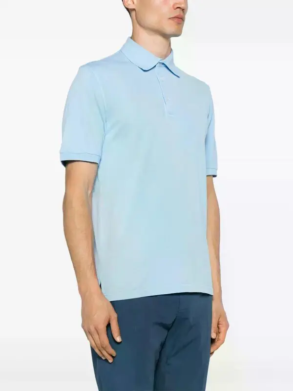 Fedeli Short-sleeve Piqué Polo Shirt - Blue