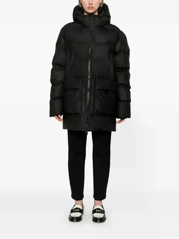 Rains Alta Quilted Padded Coat With Drawstring Hood