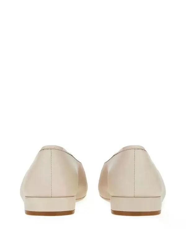 FERRAGAMO White Lambskin Ballerina Flats With Buckle Detail