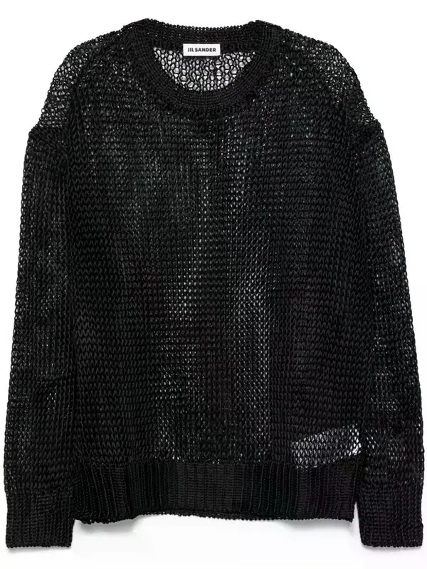 JIL SANDER Open-knit Crew Neck Sweater - Black