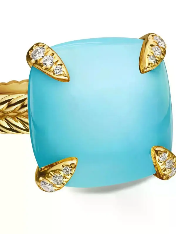 David Yurman 18kt Yellow Turquoise And Diamond Ring