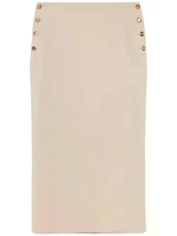 Moschino Virgin Wool Midi Skirt - Neutrals