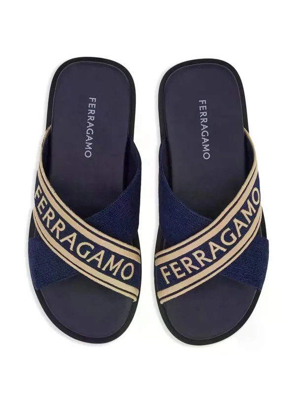 FERRAGAMO Crossover Strap Cotton Sandals