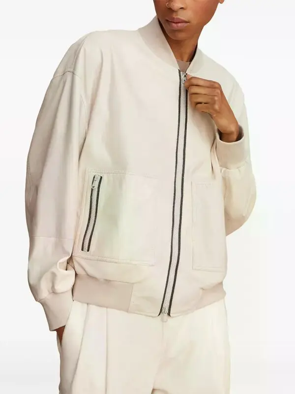 Brunello Cucinelli Monili Bead-embellished Leather Bomber Jacket